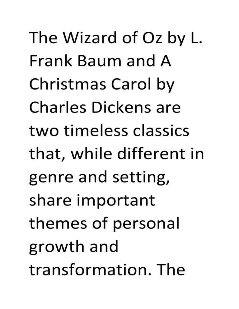 Wizard of Oz & Christmas Carol: Themes & Symbolism