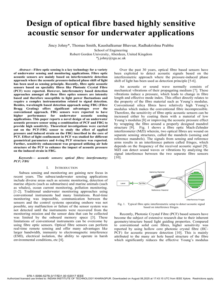 PCF-FBG Acoustic Sensor Design for Underwater Applications