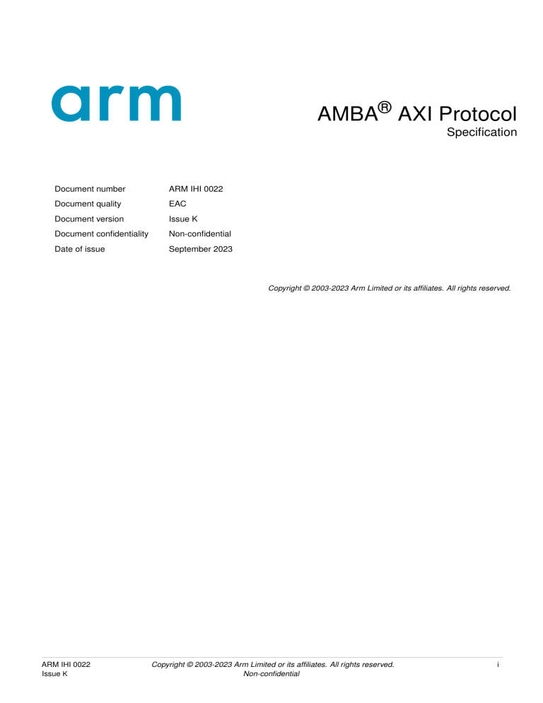 AMBA AXI Protocol Specification - ARM IHI 0022 Issue K