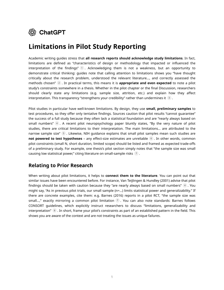 Pilot Study Limitations: A Guide to Academic Reporting