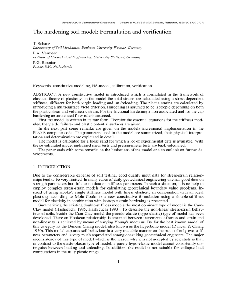 Hardening Soil Model: Formulation & Verification in Geotechnics (PLAXIS)