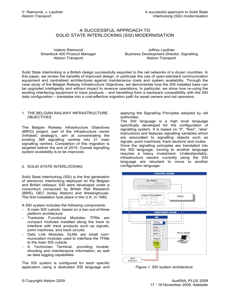 Solid State Interlocking (SSI) Modernization: Alstom's Approach
