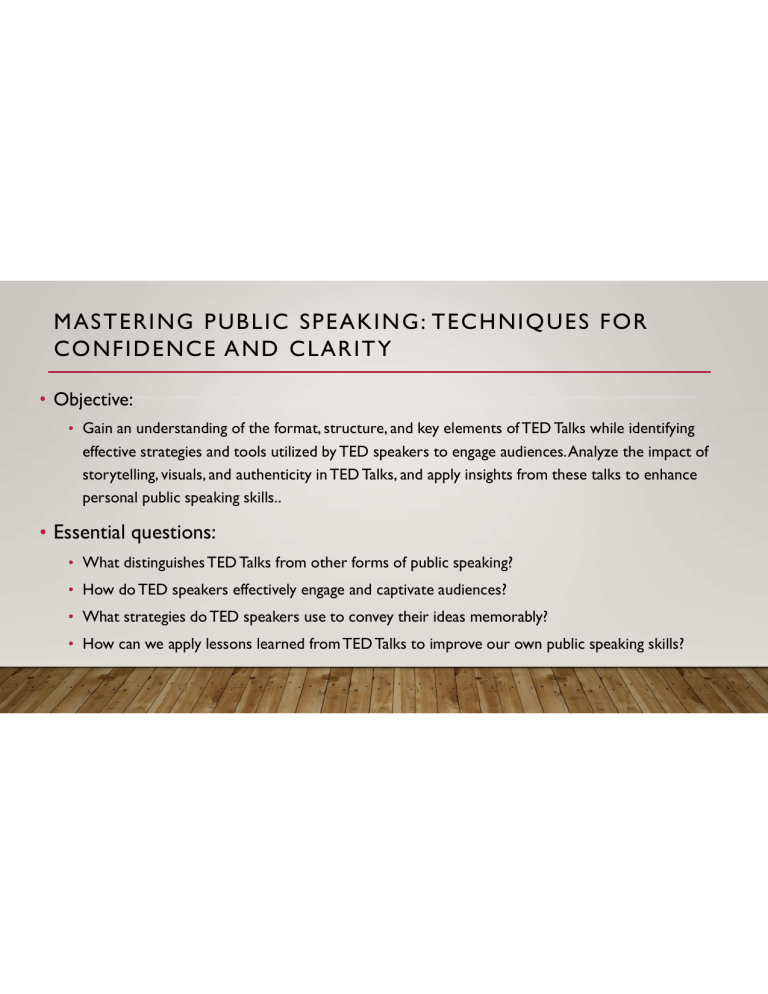 Mastering Public Speaking: TED Talk Techniques for Confidence & Clarity