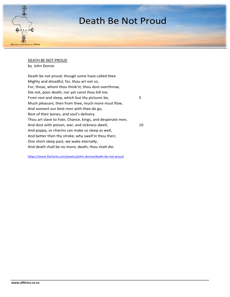 Death Be Not Proud Poem by John Donne | Full Text