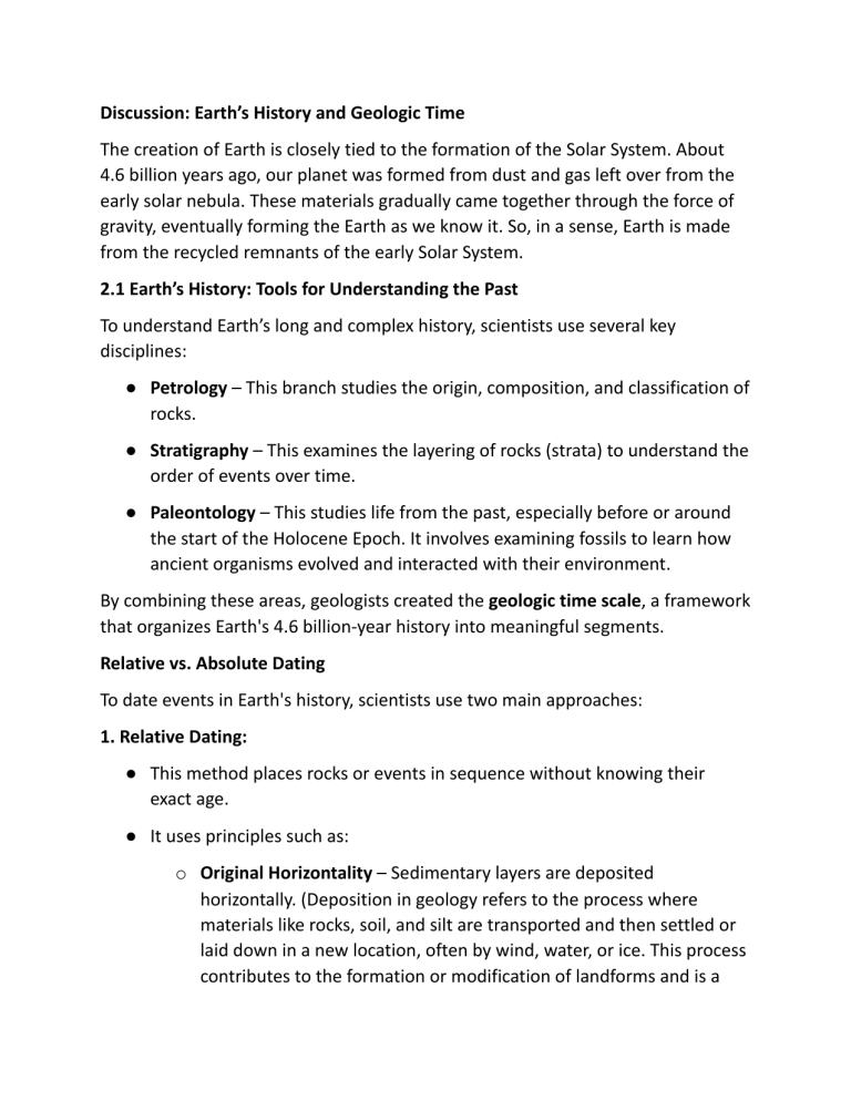 Earth's History & Geologic Time: Dating, Fossils, & Eras