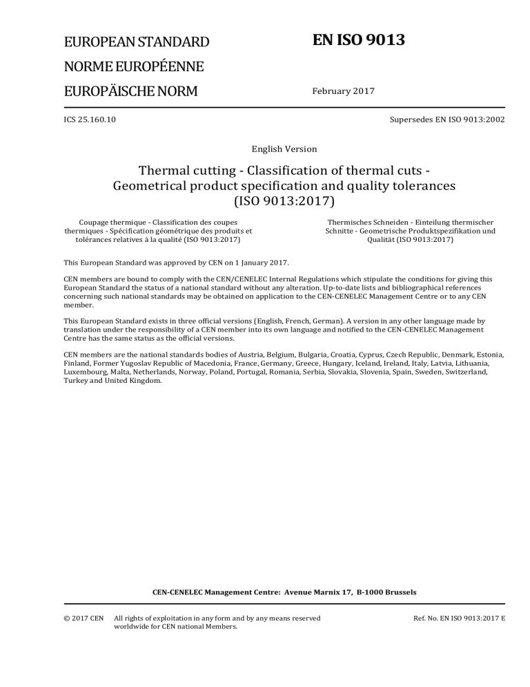 EN ISO 9013: Thermal Cutting Quality & Tolerances Standard