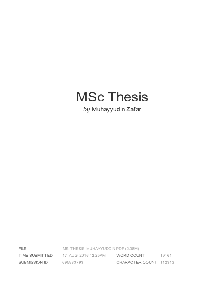 MSc Thesis by Muhayyudin Zafar - Materials Science & Engineering