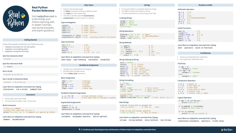 Python Pocket Reference: Quick Guide to Core Programming Concepts