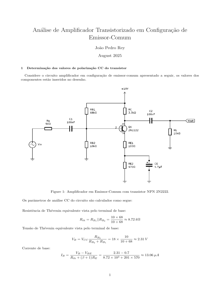 Transistor Amplifier Analysis: Common-Emitter Configuration