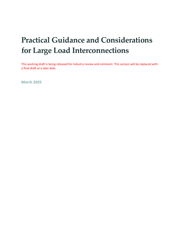 Practical Guidance for Large Load Interconnections & Grid Reliability