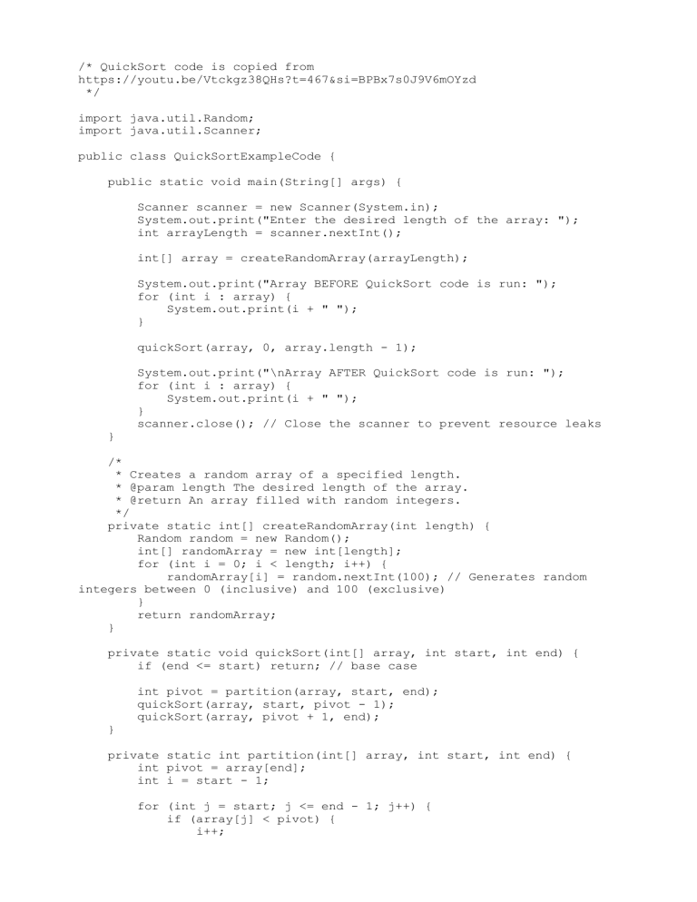 Java QuickSort Algorithm Example Code - Learn Sorting