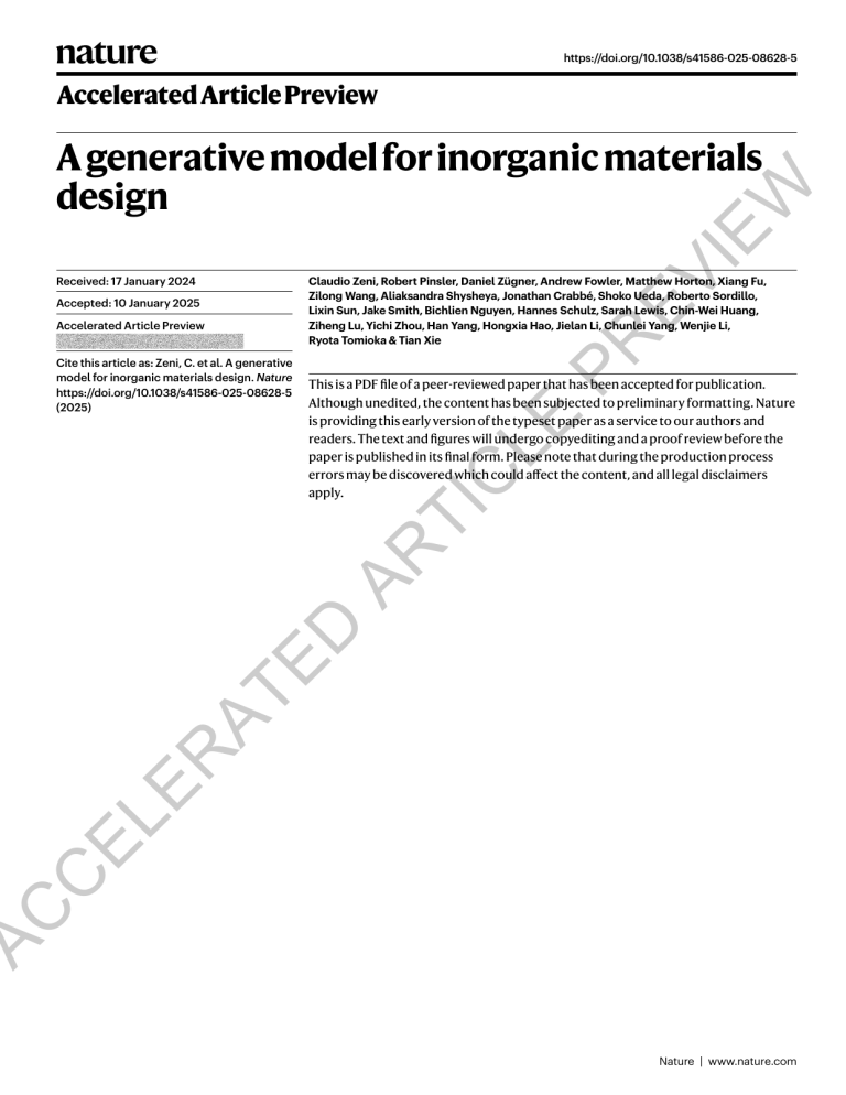 MatterGen: A Generative Model for Inorganic Materials Design