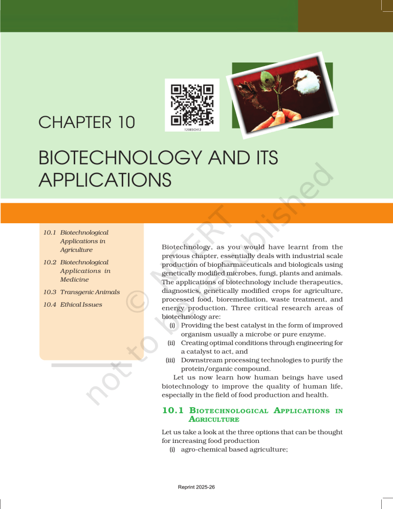 Biotechnology Applications: Agriculture, Medicine, GMOs, Pest Resistance