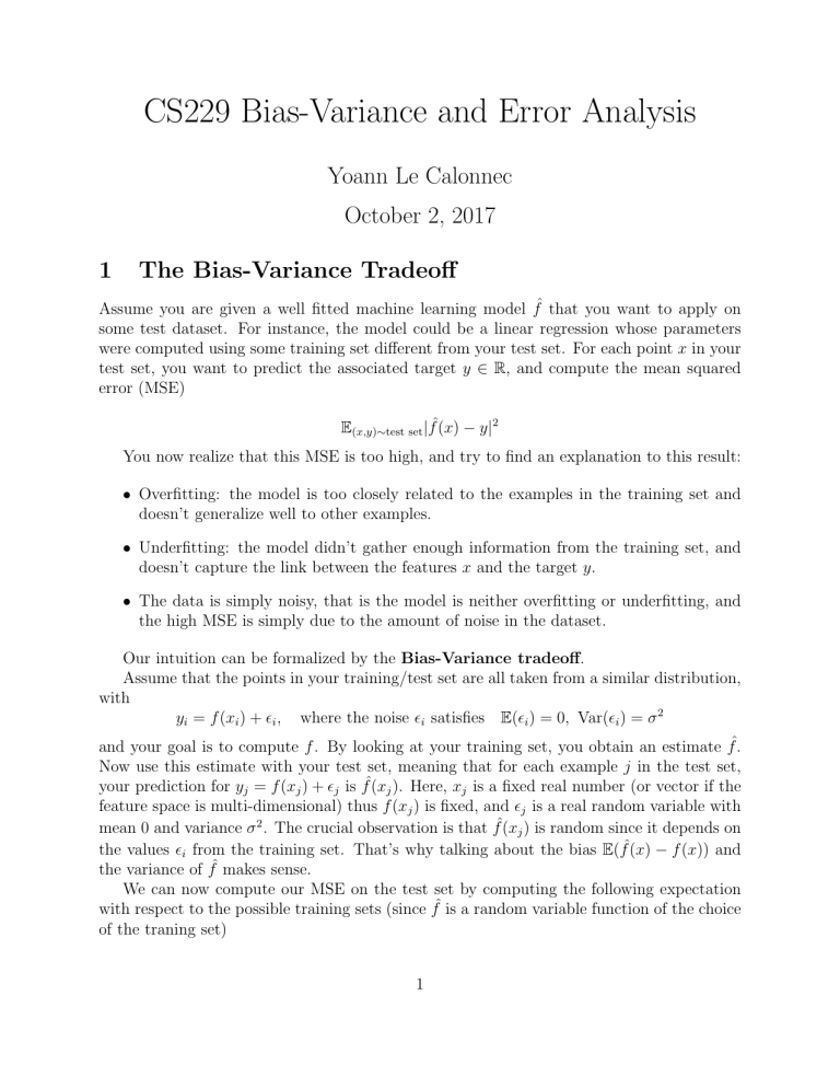 Bias-Variance Tradeoff & Error Analysis in Machine Learning