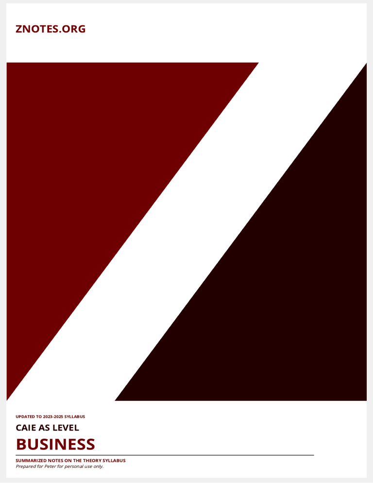 CAIE AS Level Business Notes: Theory Syllabus (2023-2025)