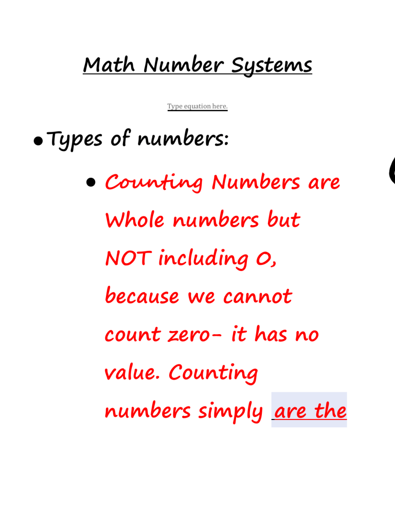 Math Number Systems: Types, Definitions, and Properties Explained