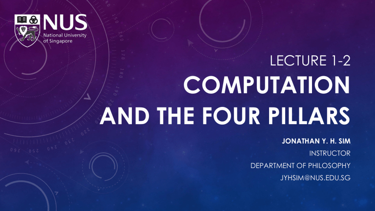 Computational Thinking: Computation & The Four Pillars Lecture