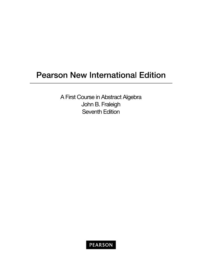 Abstract Algebra Textbook: John B. Fraleigh, Seventh Edition