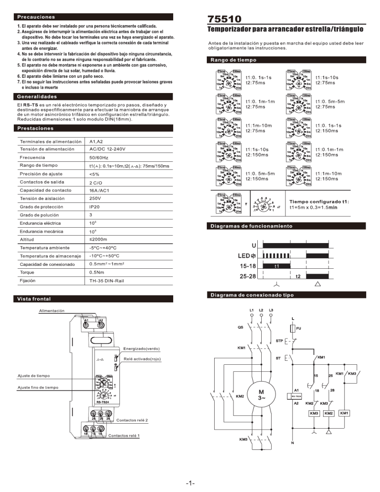 75510 Star/Delta Starter Timer Technical Manual & Wiring Diagram