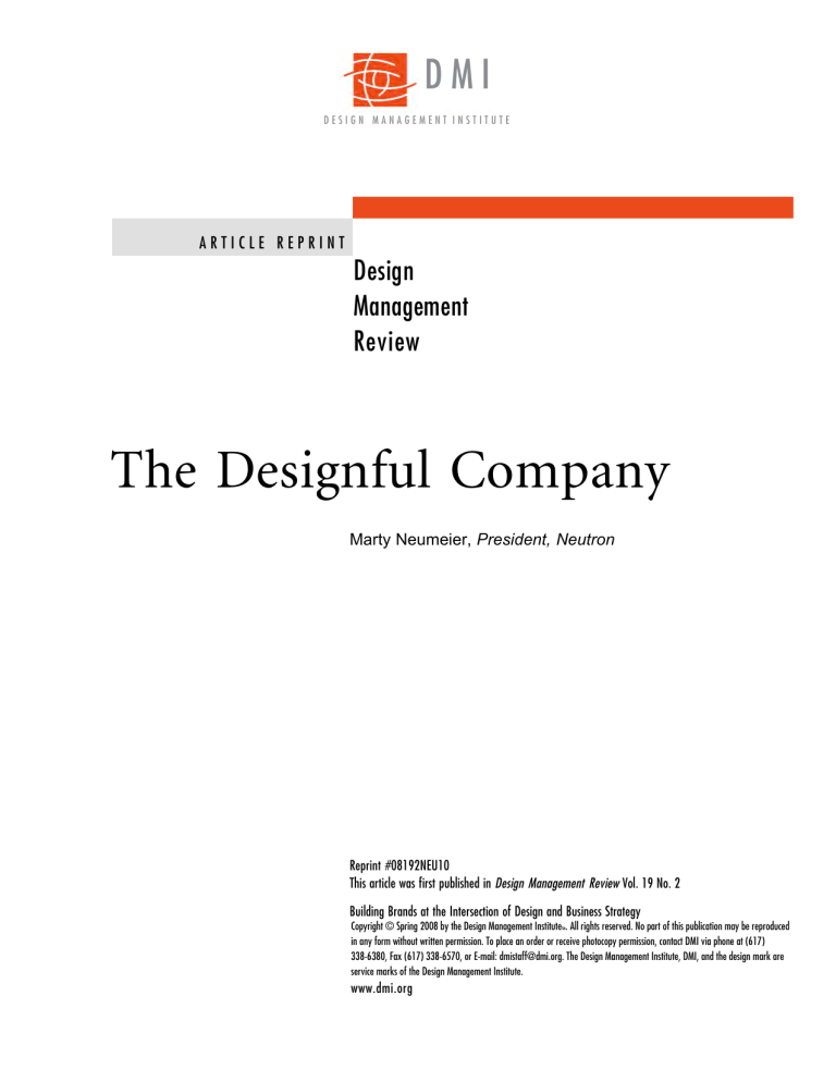 The Designful Company: Design Management, Innovation & Business Strategy