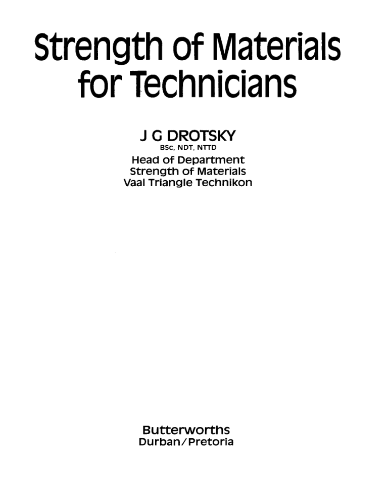Strength of Materials for Technicians: Engineering Textbook
