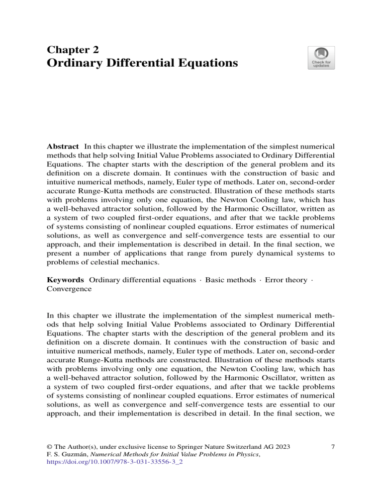 Numerical Methods for Ordinary Differential Equations: Euler & Runge-Kutta