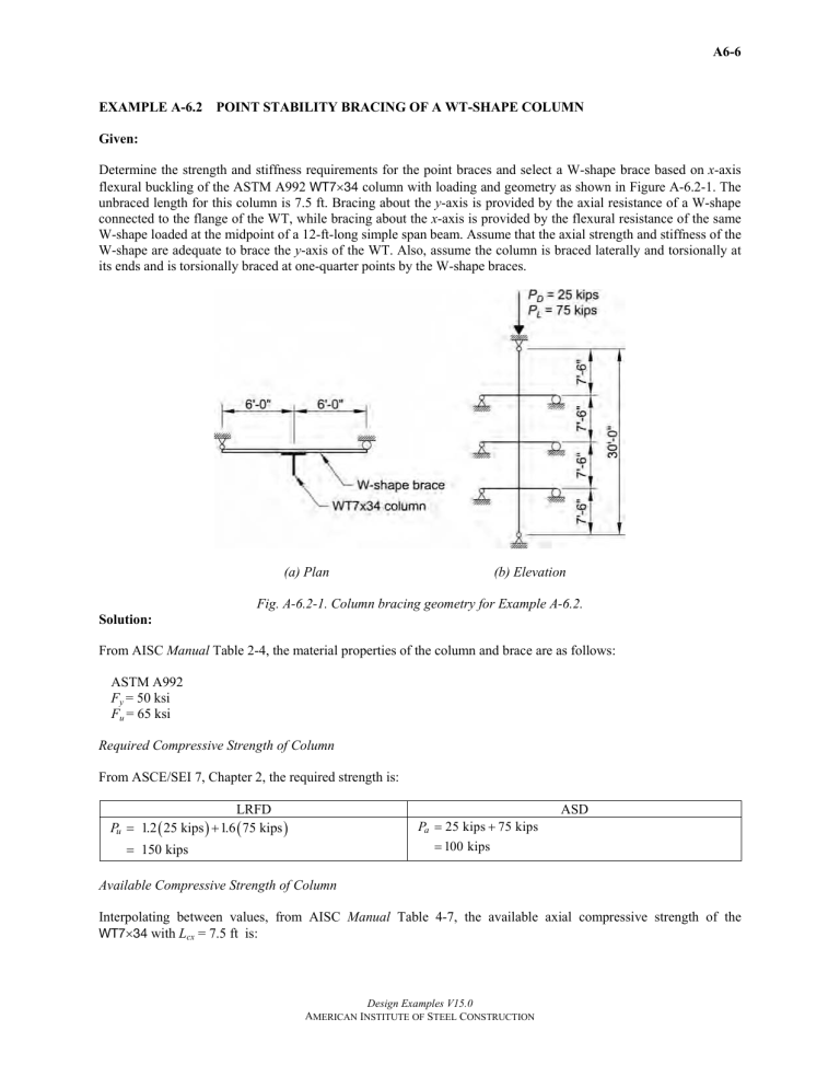 WT-Shape Column Bracing: Strength & Stiffness Design Example
