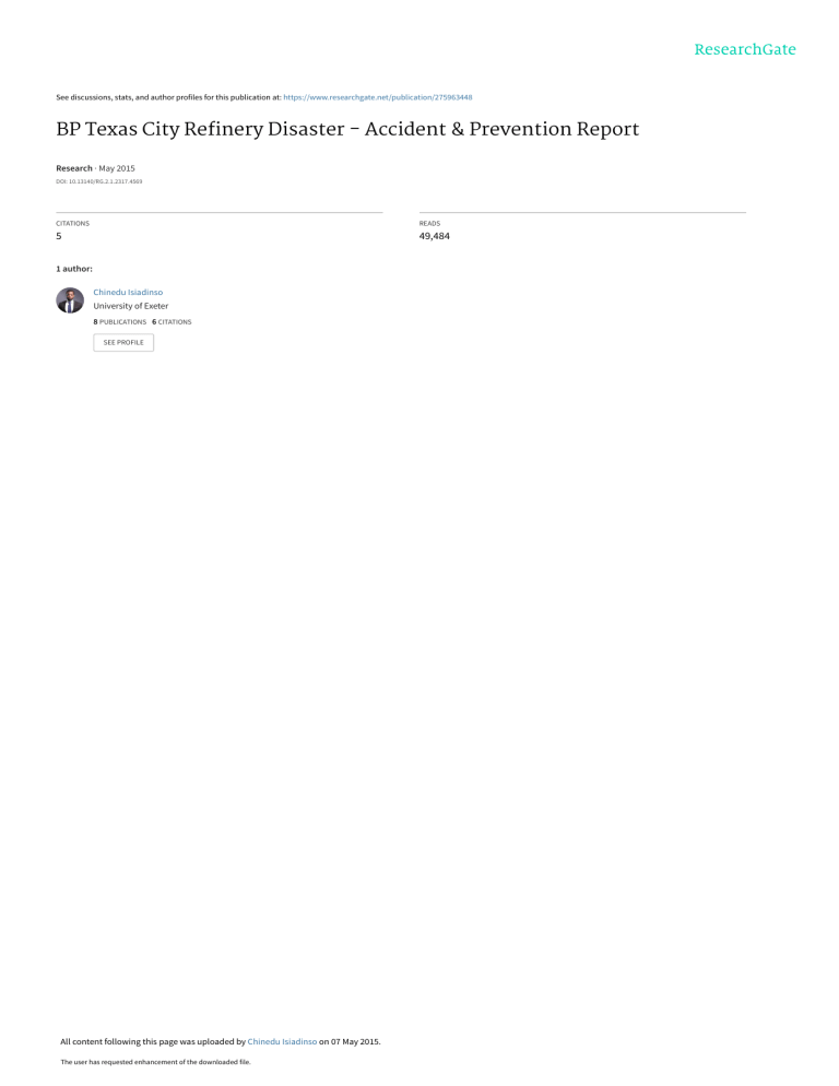 BP Texas City Refinery Disaster: Accident & Prevention Report
