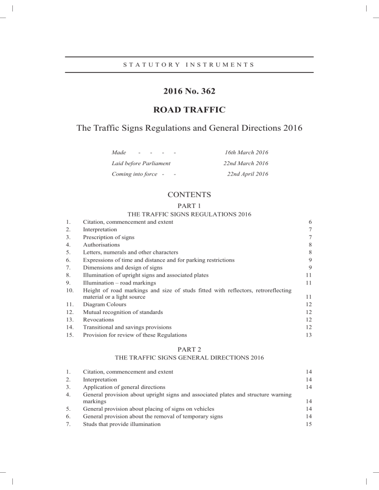 Traffic Signs Regulations & General Directions 2016 | UK Road Law