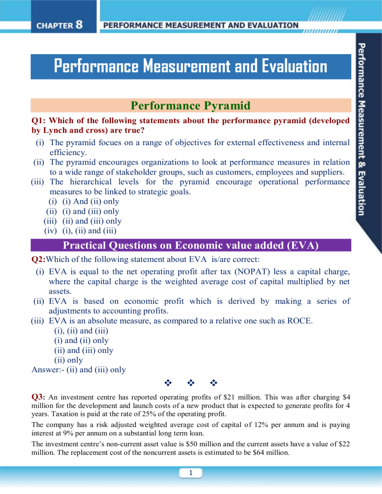Performance Measurement & Evaluation: EVA, Pyramid, ROI & RI