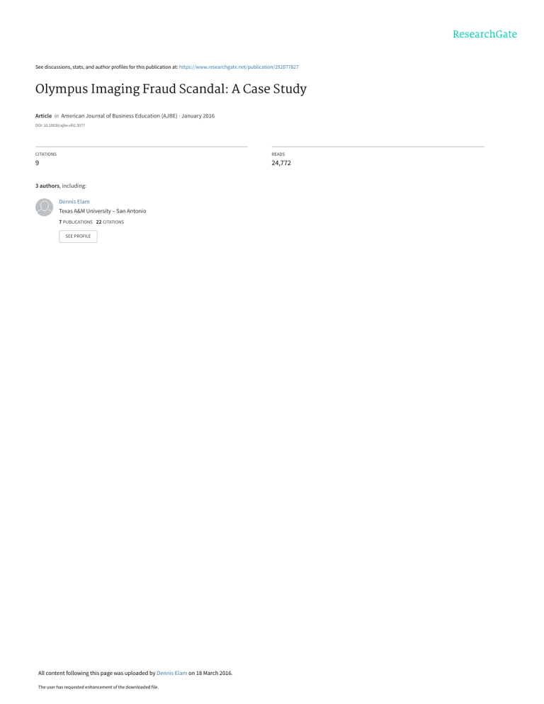 Olympus Imaging Fraud Scandal: A Business Ethics Case Study