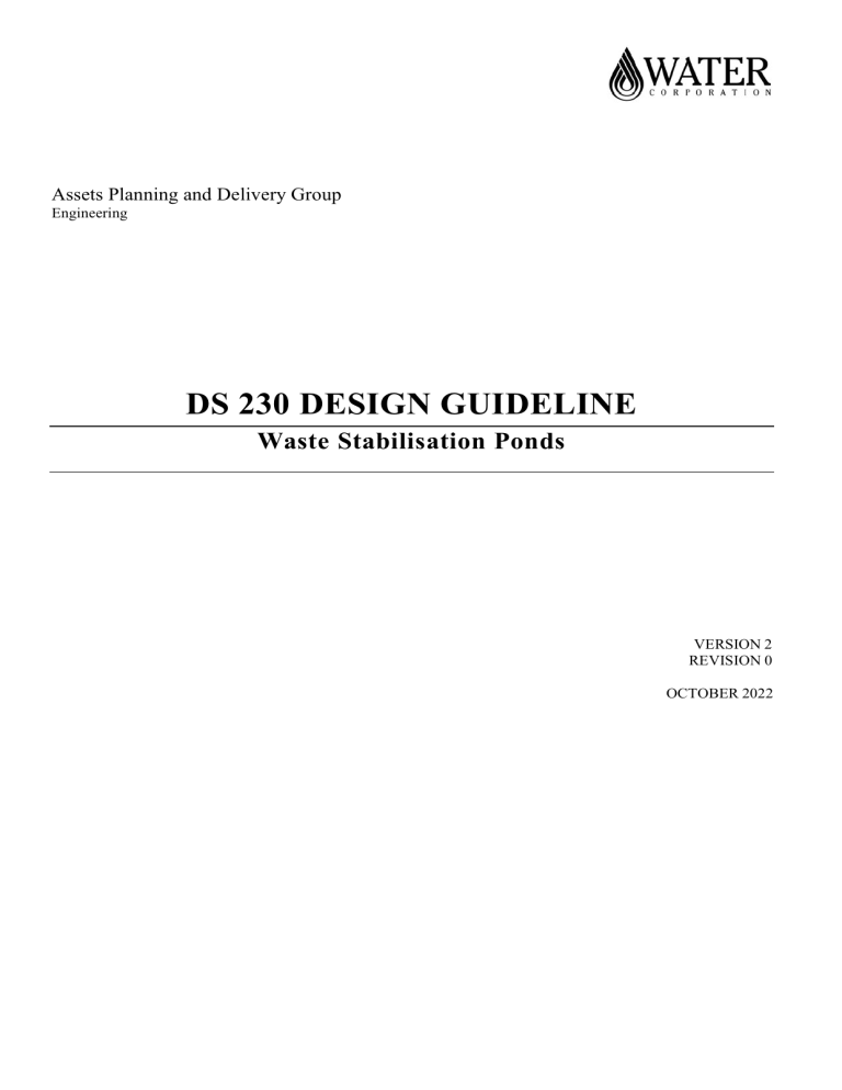Waste Stabilisation Ponds Design Guideline - Water Corporation Engineering
