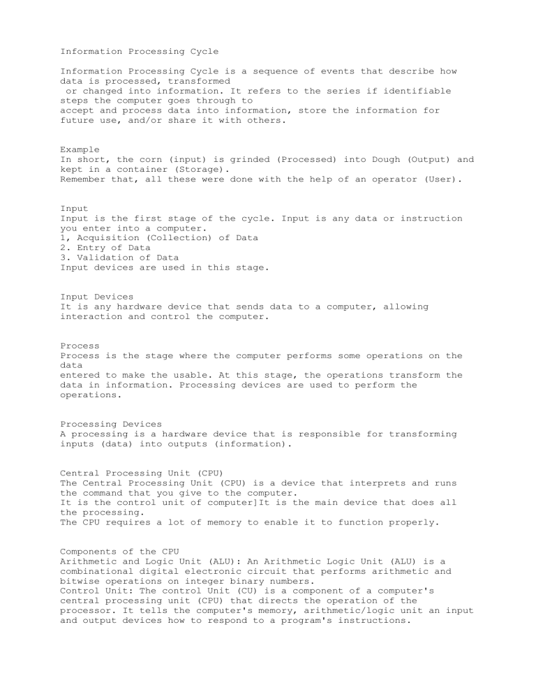 Information Processing Cycle: Stages, Components & Devices Explained