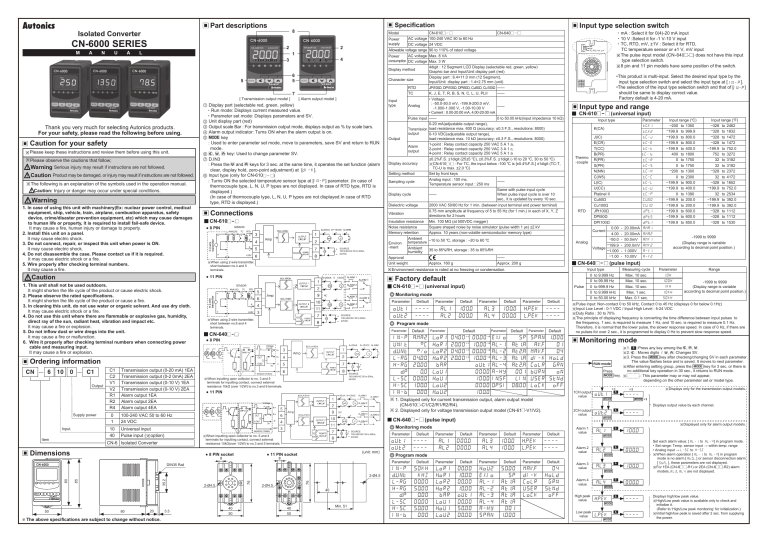 Autonics CN-6000 Series Isolated Converter Manual & Specs