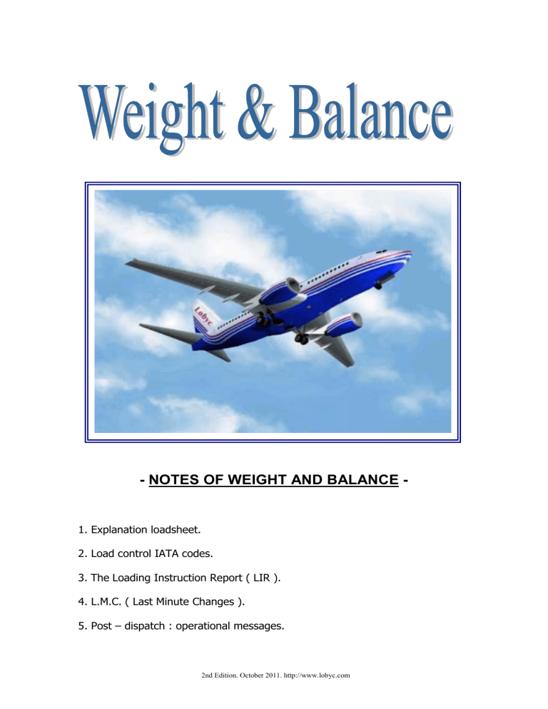 Aircraft Weight & Balance: Loadsheet, IATA Codes & Operations
