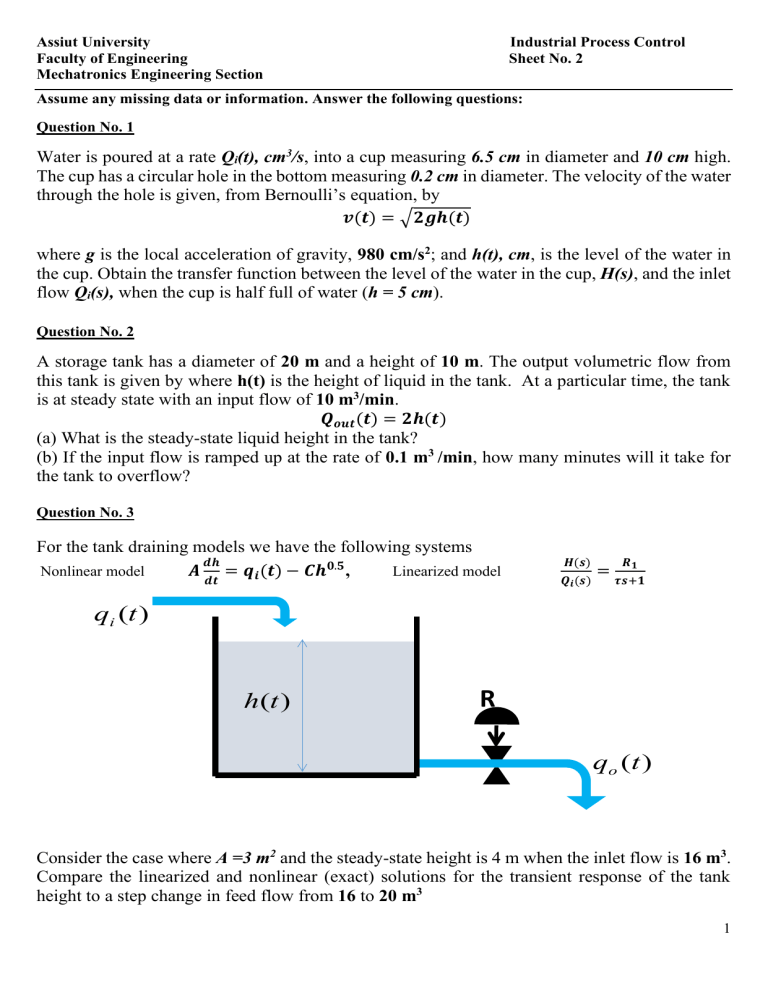Industrial Process Control Engineering Problems: Tank Level & Transfer ...