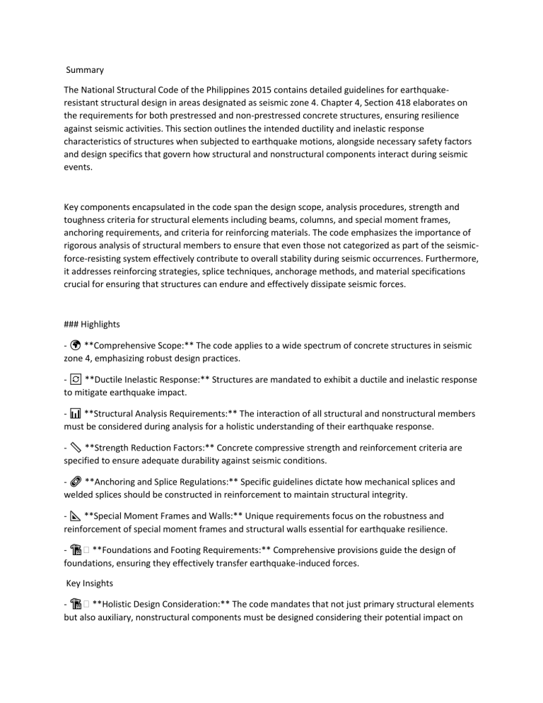 NSCP 2015: Earthquake-Resistant Concrete Structure Design