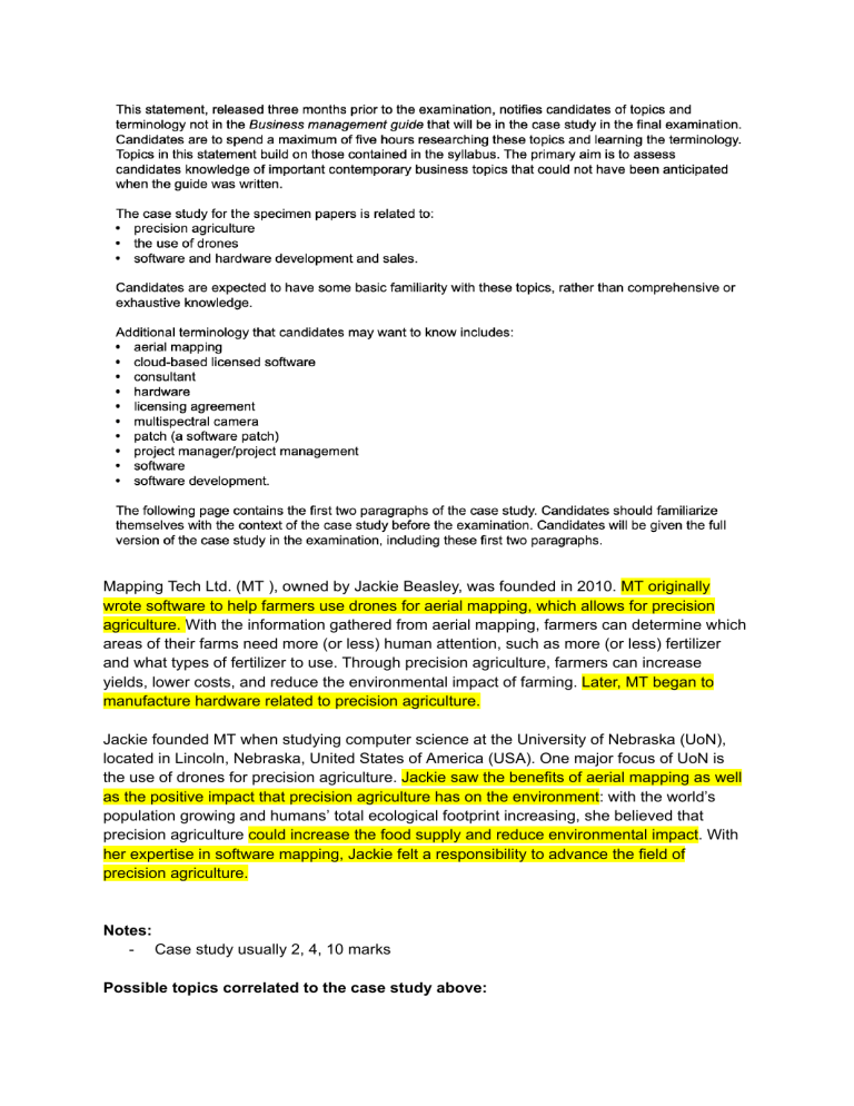 Mapping Tech Ltd. Business Case Study: Precision Agriculture & Drones