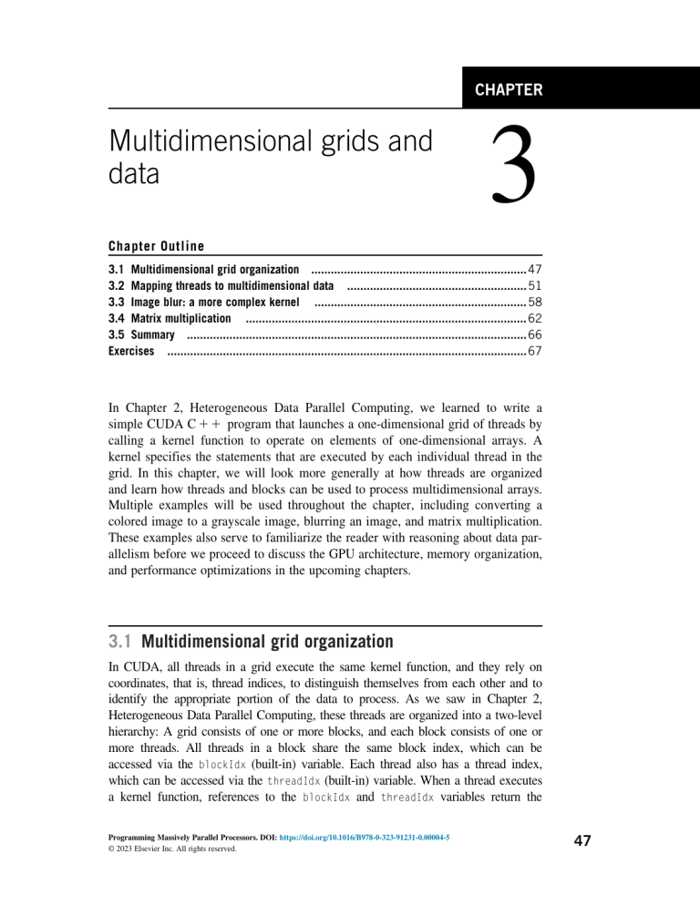 CUDA Multidimensional Grids & Data: Parallel Programming Concepts
