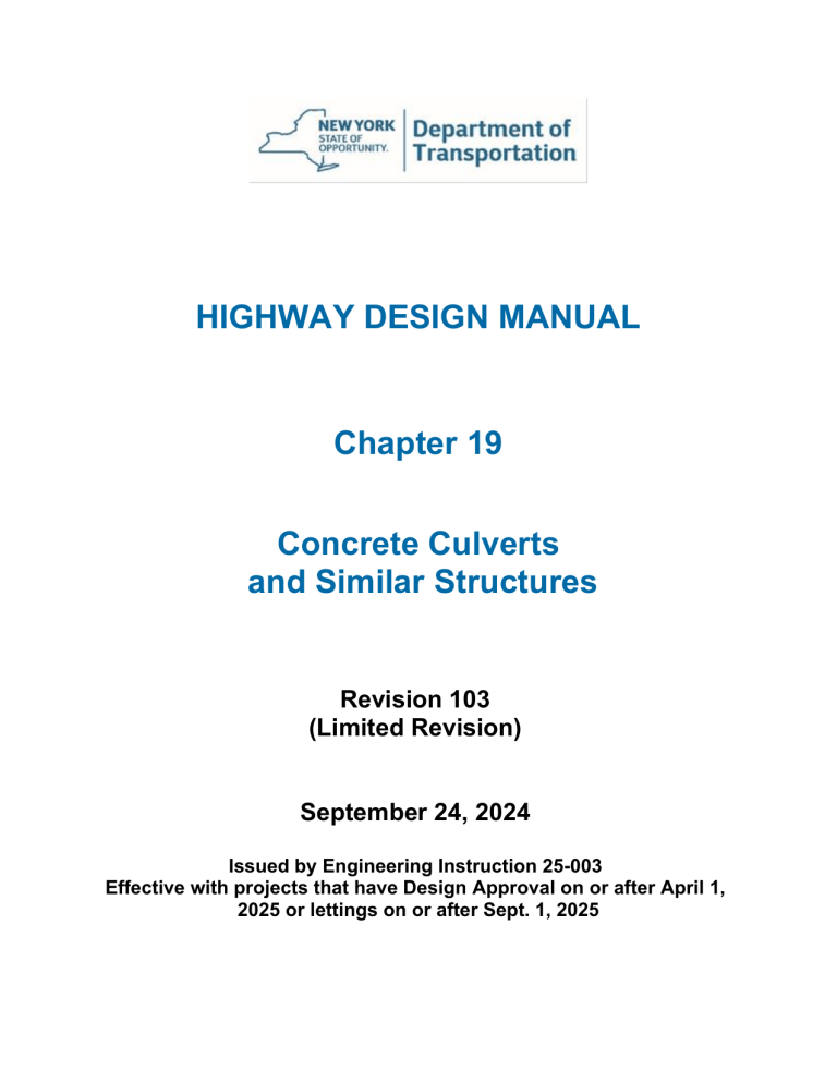 Highway Design Manual: Concrete Culverts & Structures Design Guide