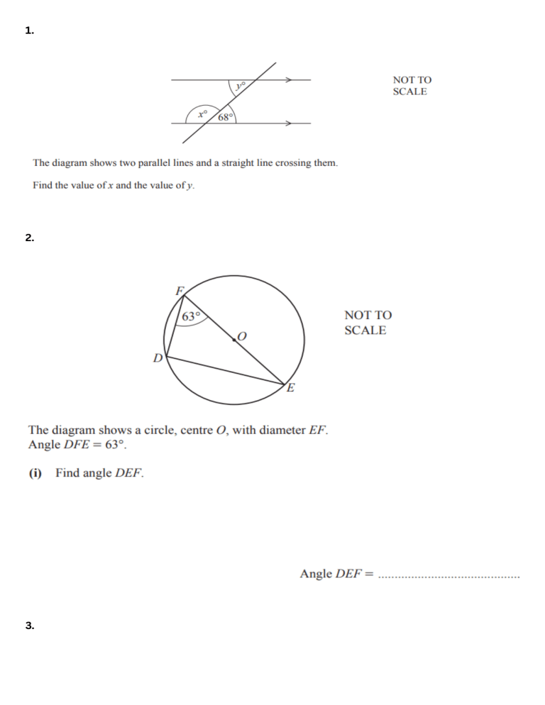 Geometry Problems: Angles, Parallel Lines, Circles - Math Practice