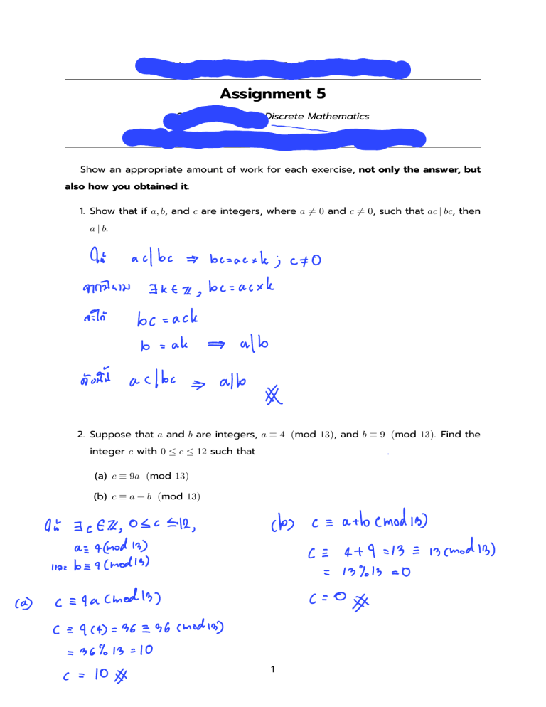 Discrete Mathematics Assignment 5: Number Theory & Base Conversions