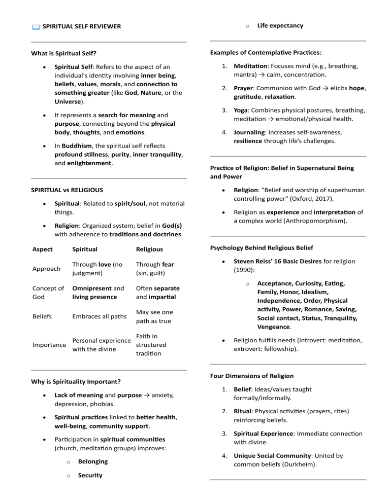 Spiritual & Political Self Reviewer: Psychology, Religion, Culture