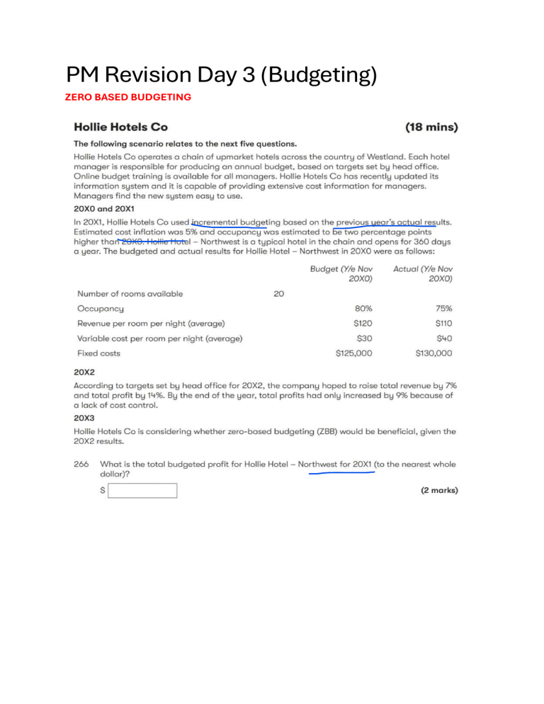 PM Revision Day 3: Budgeting - Zero-Based & Flexible Budgets