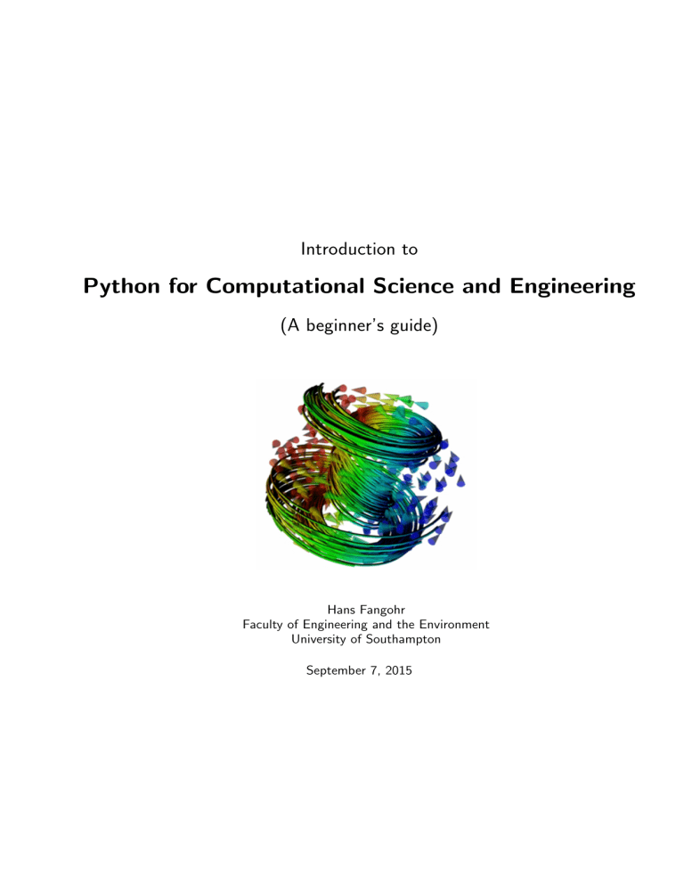 Fangohr, Python for Computational Science and Engineering