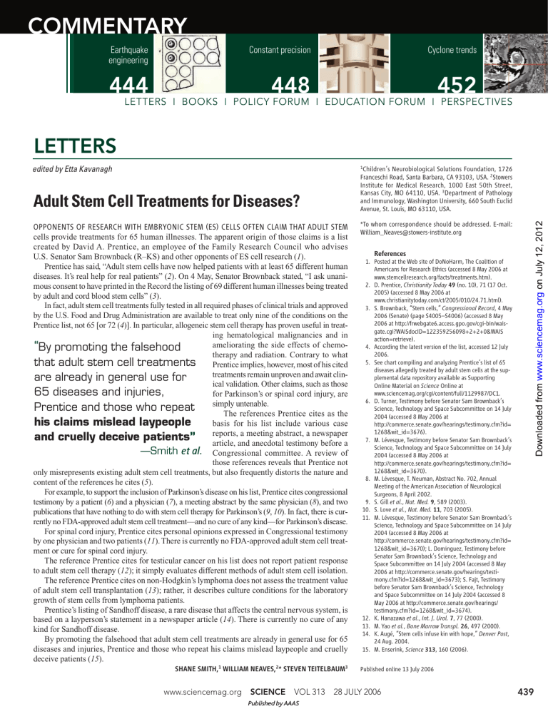 Adult Stem Cell Treatments: Fact vs. Fiction in Scientific Commentary