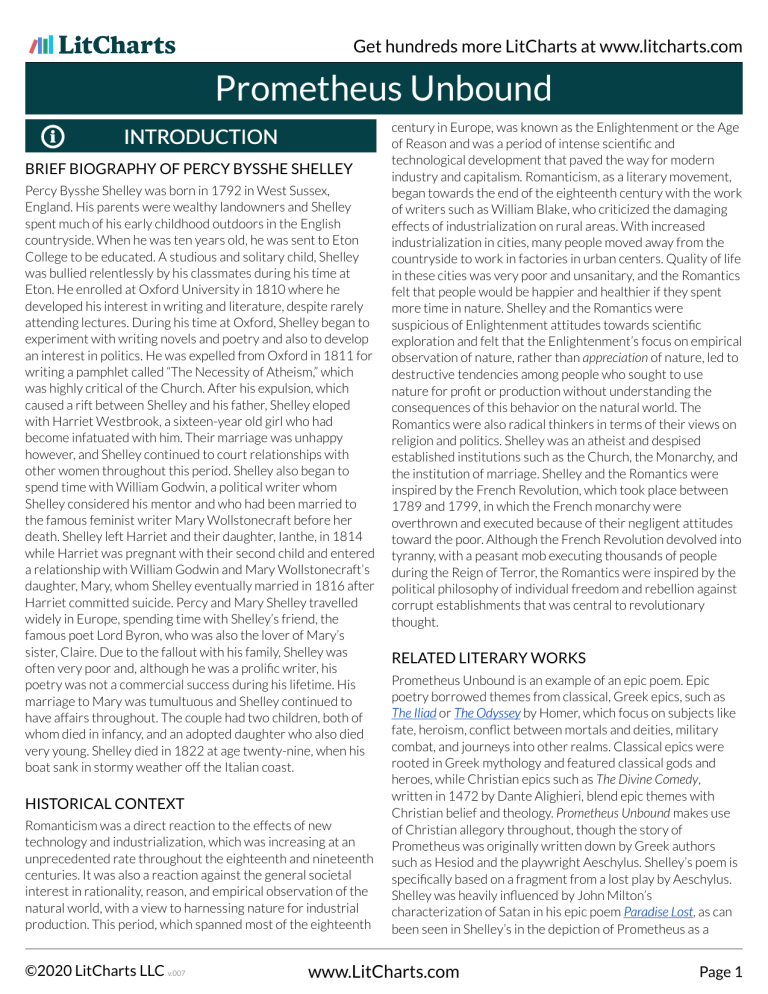Prometheus Unbound Study Guide: Shelley Biography & Romanticism