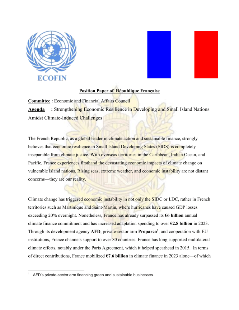 France's Position on Climate Resilience for Island Nations | ECOFIN