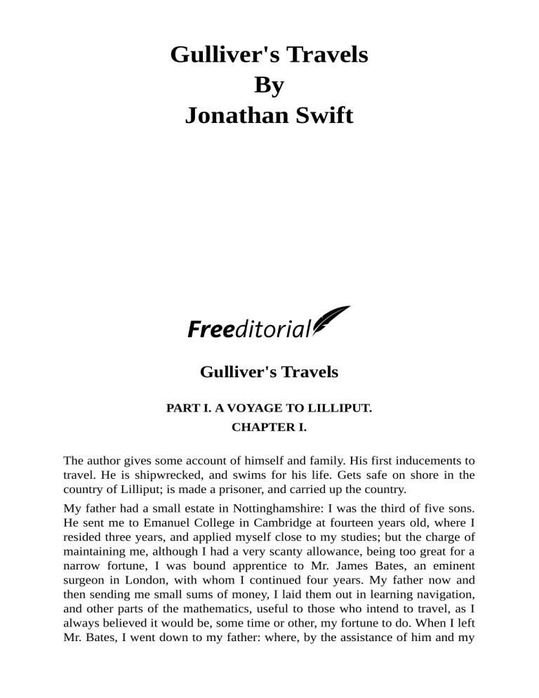 Gulliver's Travels by Jonathan Swift: A Voyage to Lilliput