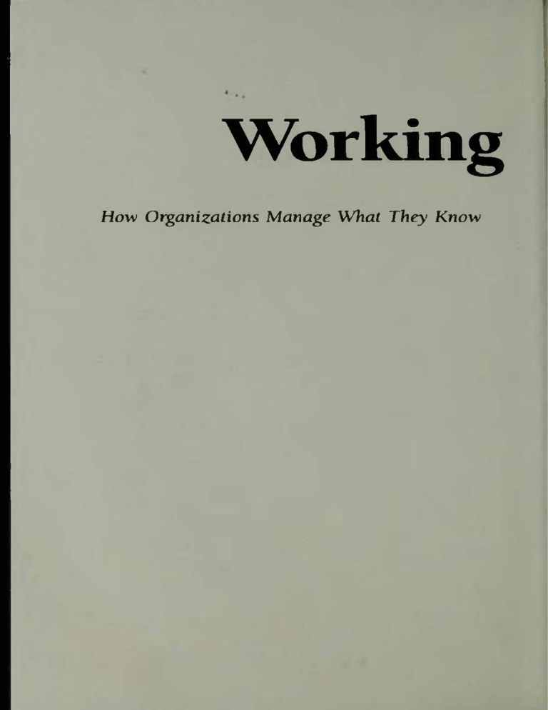 Working Knowledge: How Organizations Manage What They Know | Business Book